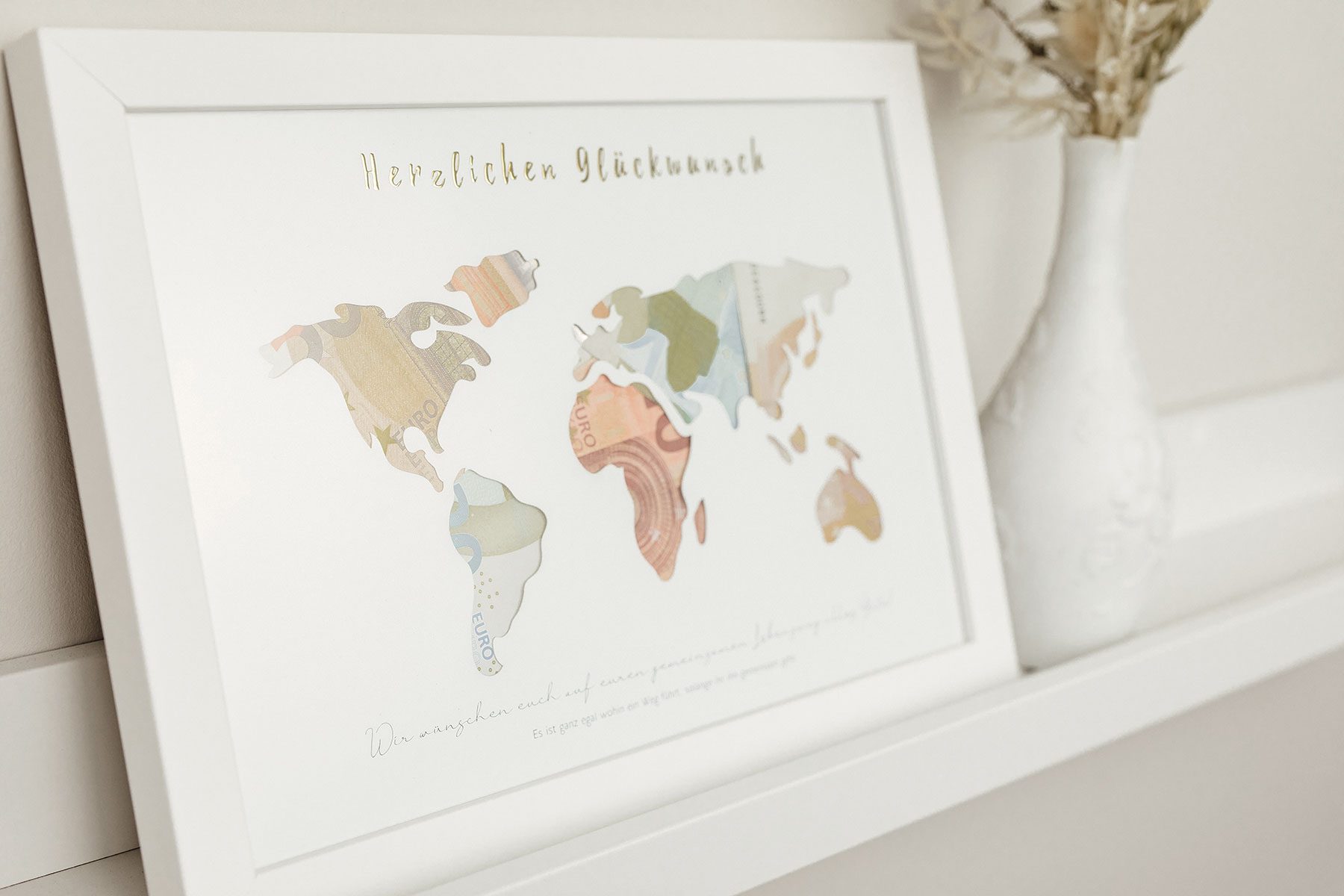 Bilderrahmen mit Geld als Geschenk zur Hochzeit