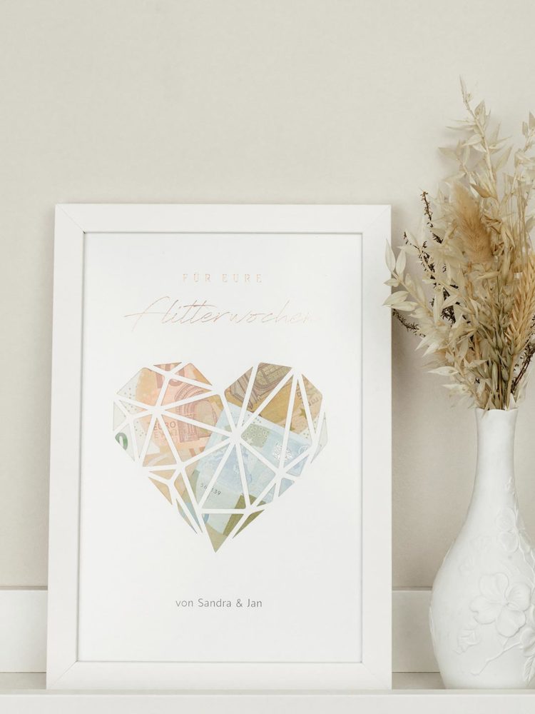 Bilderrahmen mit Geld als Geschenk zur Hochzeit